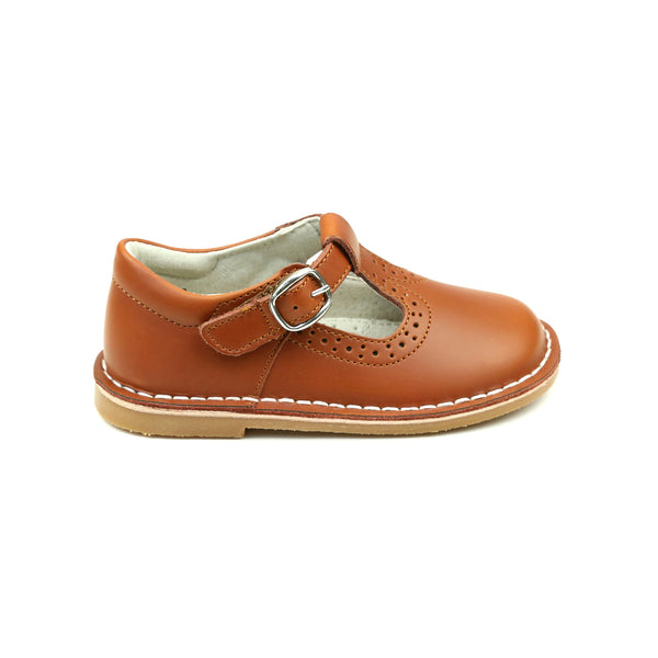 L'Amour Girls Frances T-Strap Classic School Shoe Mary Jane In Cognac ...
